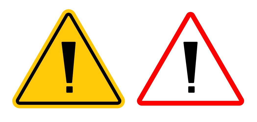 Fire warning sign icon set yellow triangle alert Vector Image