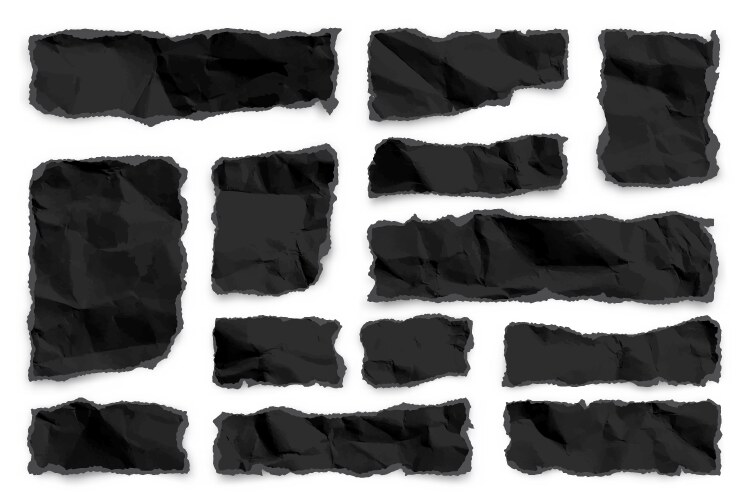Set of black ripped paper stripes torn papers Vector Image