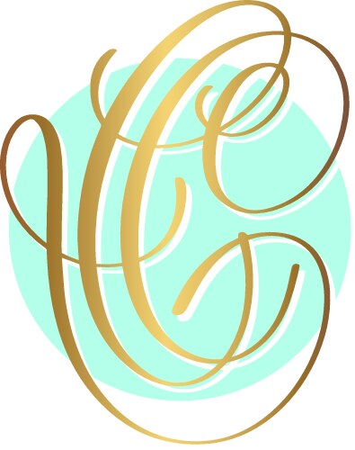 Gold calligraphy letter on circle blue background Vector Image