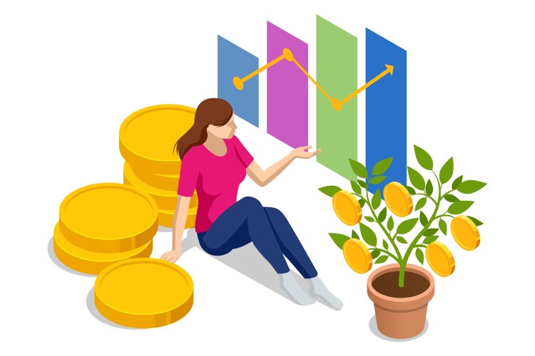 Investment portfolio financial advisor isometric Vector Image