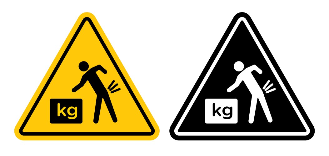 Warning heavy object sign icon set caution Vector Image