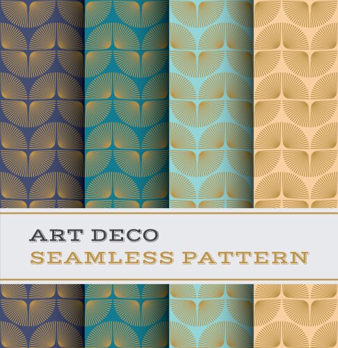 Art Deco Seamless Pattern - Gold & Blue – Royalty-Free Vector | VectorStock
