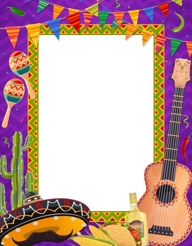 Cinco de mayo frame mexican holiday border Vector Image