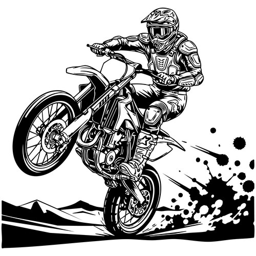 Motocross Rider Wheelie – Royalty-Free Vector | VectorStock