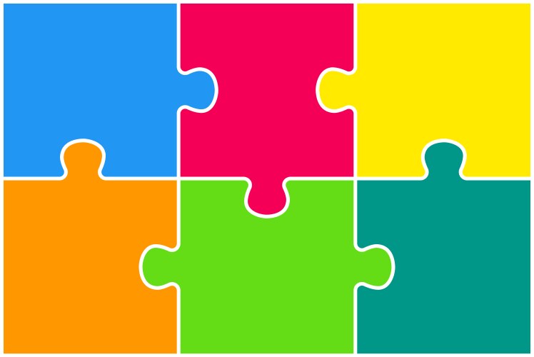 Six Piece Puzzle Vector Images (over 280)