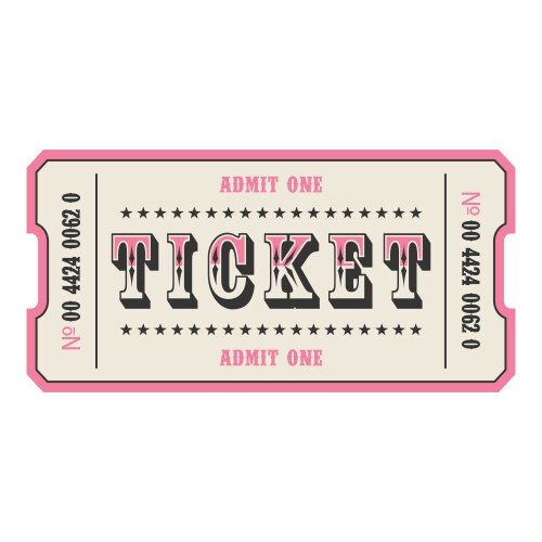 Retro ticket design template admit one Royalty Free Vector