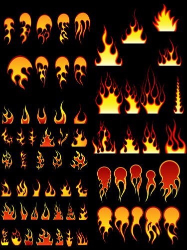 Fire patterns set Royalty Free Vector Image - VectorStock