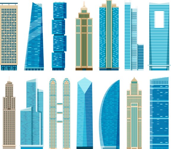 Skyscraper buildings modern building flat office Vector Image