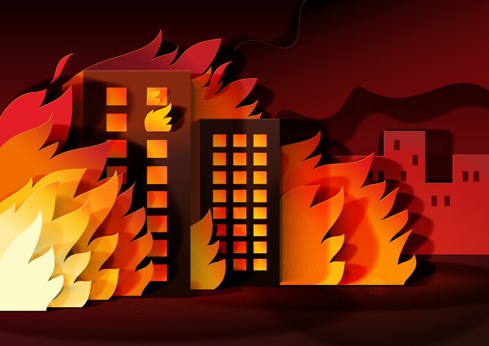 Cartoon apocalyptic city landscape with destroyed Vector Image