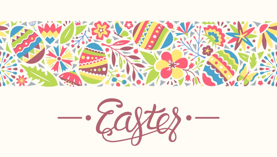 Set of easter borders with eggs and ribbon Vector Image