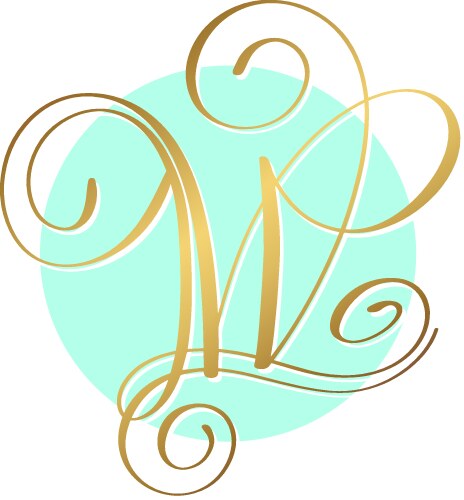 Gold calligraphy letter on circle blue background Vector Image