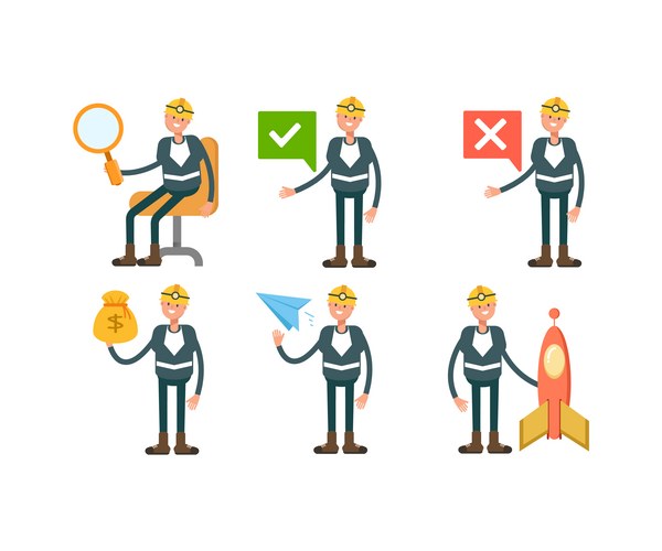 Mining Characters Set - Diverse Workers – Royalty-Free Vector | VectorStock