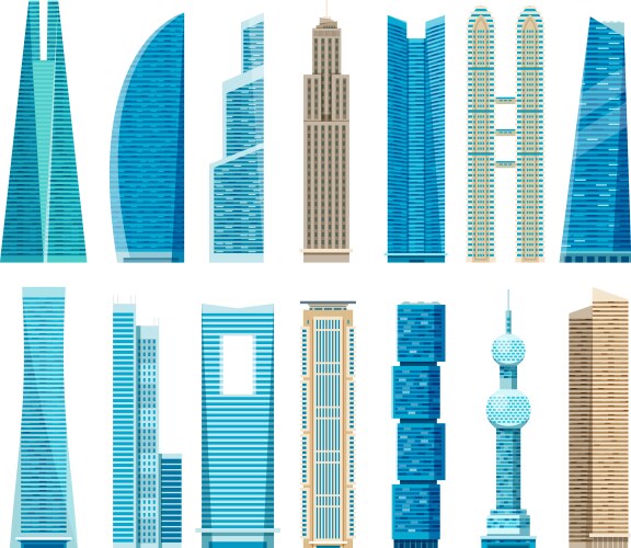 Skyscraper buildings modern building flat office Vector Image
