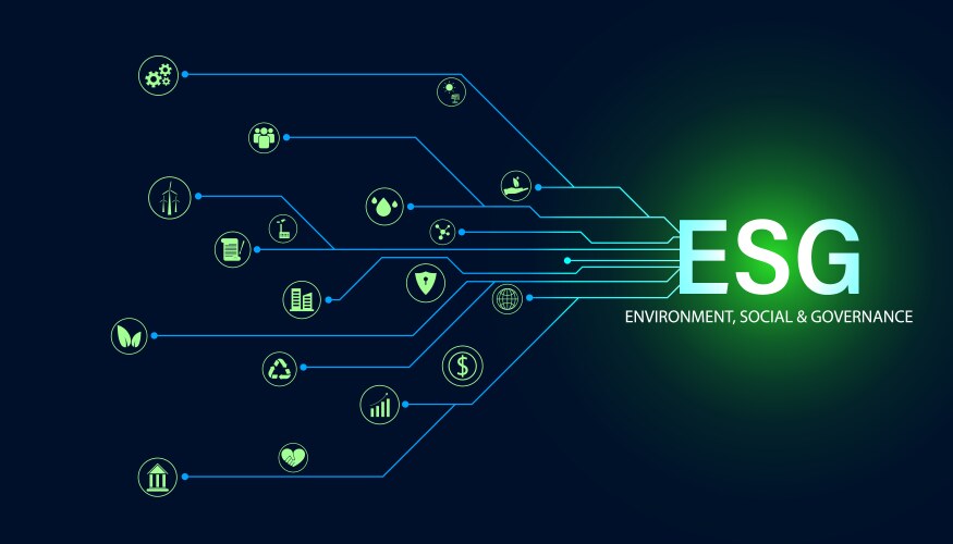 Abstract esg world with icon concept sustainable Vector Image
