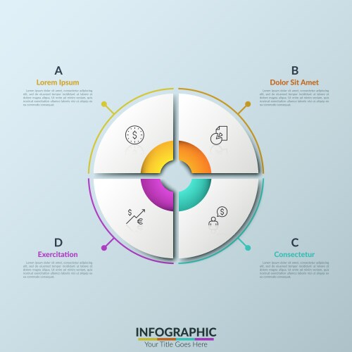 Circle Divided into Four Equal Parts Vector Images (60)