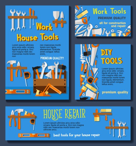 Tools shop banner with instruments Royalty Free Vector Image