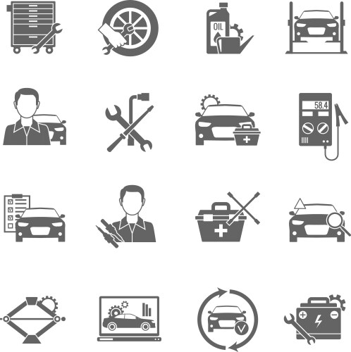 Mechanic workshop icons Royalty Free Vector Image