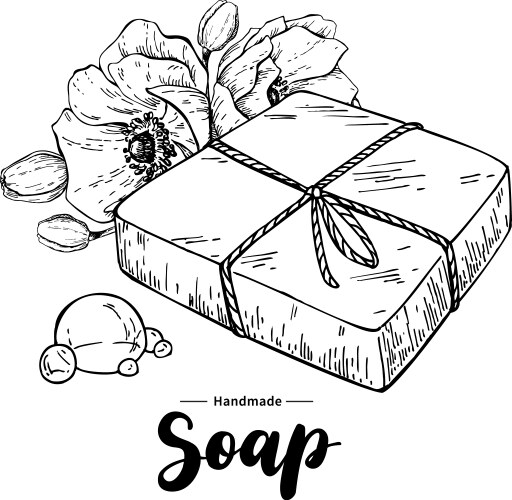 Handmade natural soap hand drawn Royalty Free Vector Image