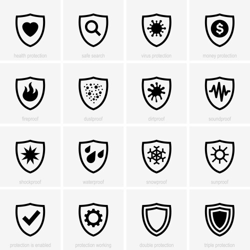 Protection shield icons Royalty Free Vector Image