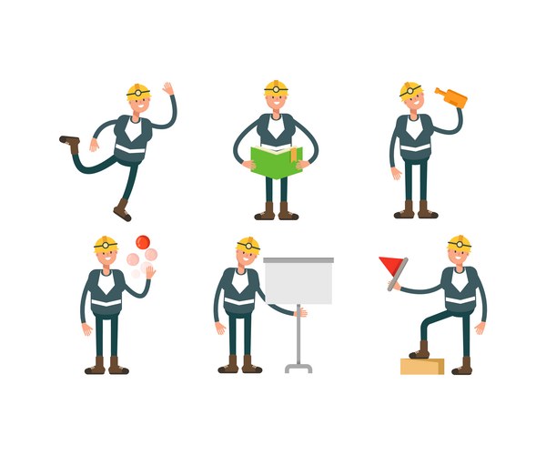 Mining Characters Set - Diverse Workers – Royalty-Free Vector | VectorStock