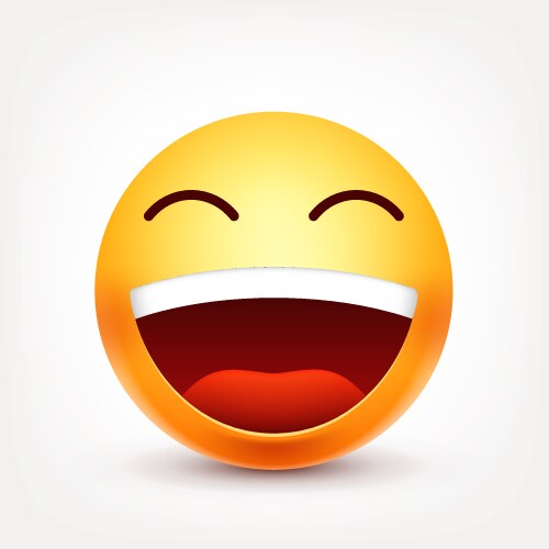 Smiling emoticon with laugh face Royalty Free Vector Image