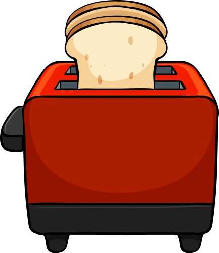 Red toaster with toasted bread for breakfast Vector Image