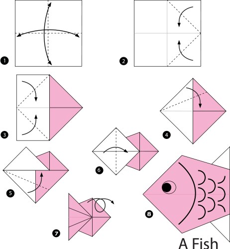 Step by instructions how to make origami Vector Image