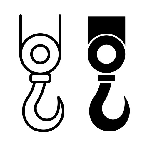 Winch hook icon set crane construction lift Vector Image