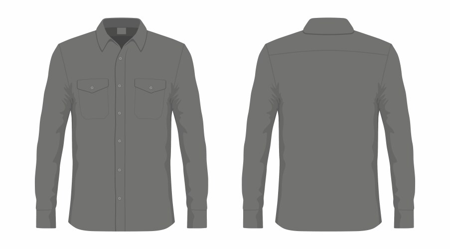 Men's Short Sleeve Shirt - Front, Side & Back Vector Image