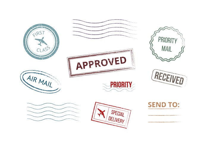 Stamp mail Royalty Free Vector Image - VectorStock