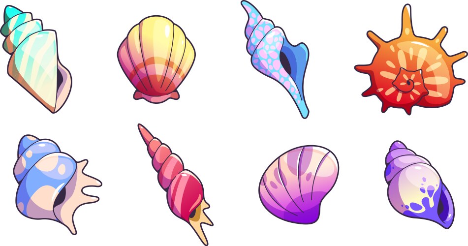 Empty seashell detailed monochrome sticker Vector Image
