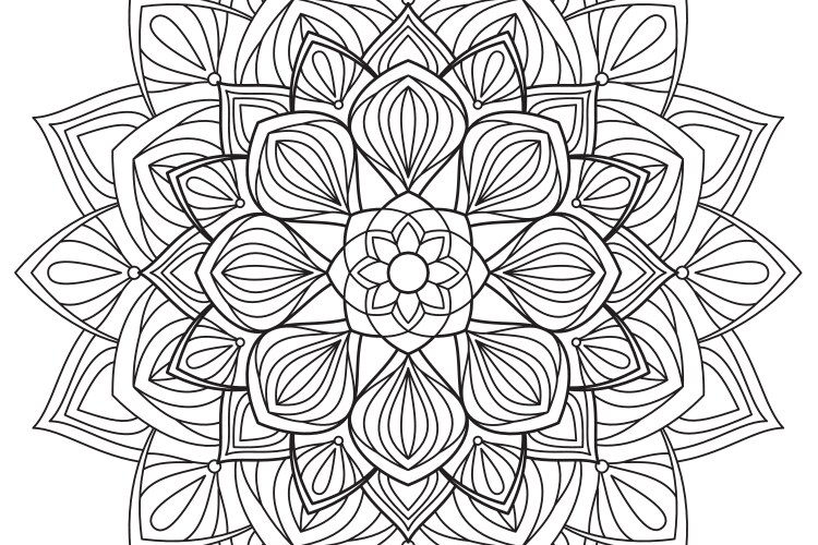 Mandala coloring page for kids and adults Vector Image