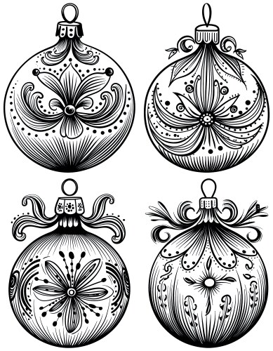 Christmas Ornaments Black and White Vector Images (over 91,000)
