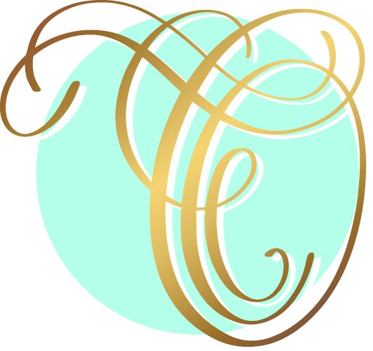 Gold calligraphy letter on circle blue background Vector Image