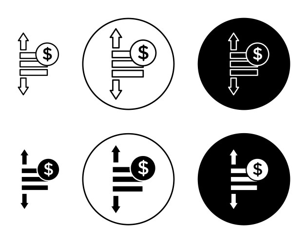 Operating profit loss icon set on white background
