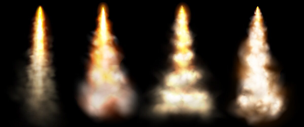 Missile effect rocket fire trails with smoke Vector Image