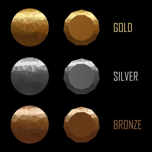 Bronze roze gold gradients set in hexagons big Vector Image