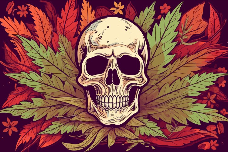 Skull smoking a marijuana Royalty Free Vector Image