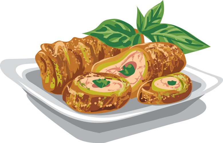 Roasted chicken chick meat Royalty Free Vector Image