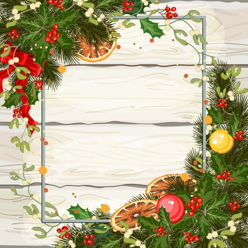 Christmas wooden background Royalty Free Vector Image