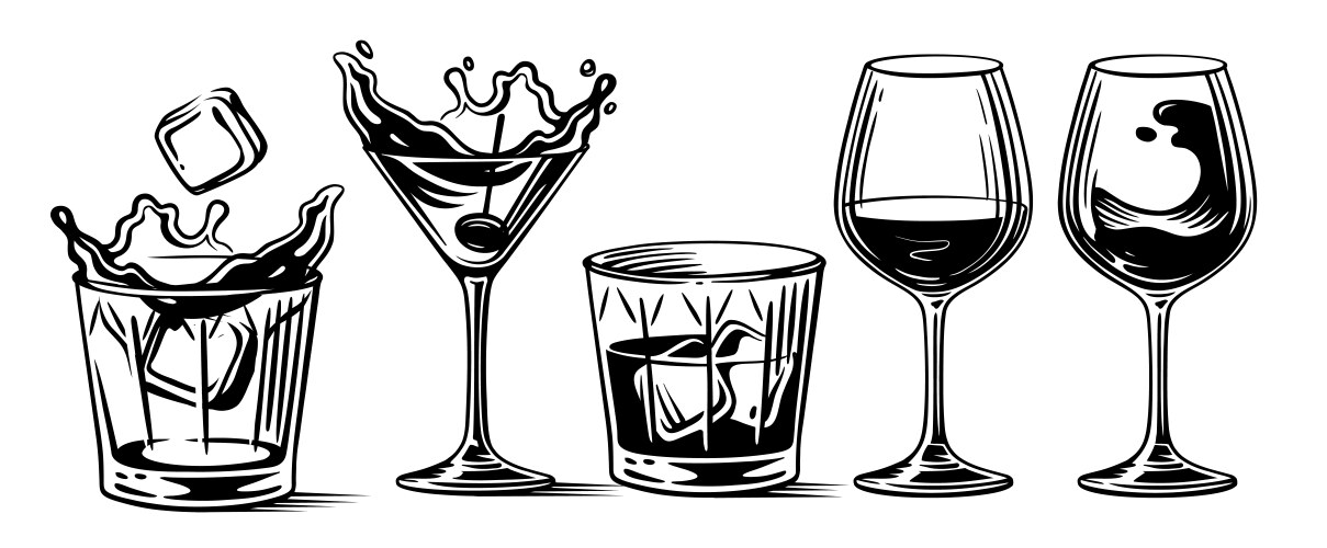 Cocktails and alcoholic drinks set Royalty Free Vector Image