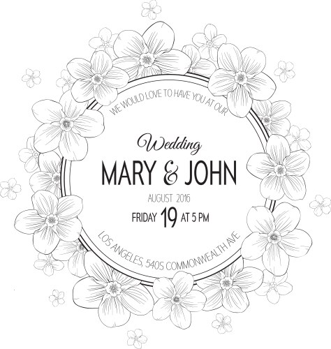 Spring flowers wedding invitation card Royalty Free Vector