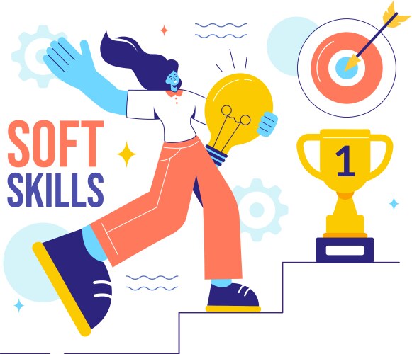 Office workers demonstrating soft skills Vector Image