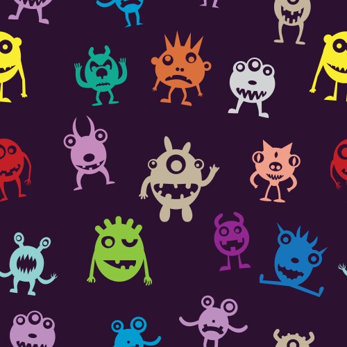 Monsters halloween pattern 2 Royalty Free Vector Image