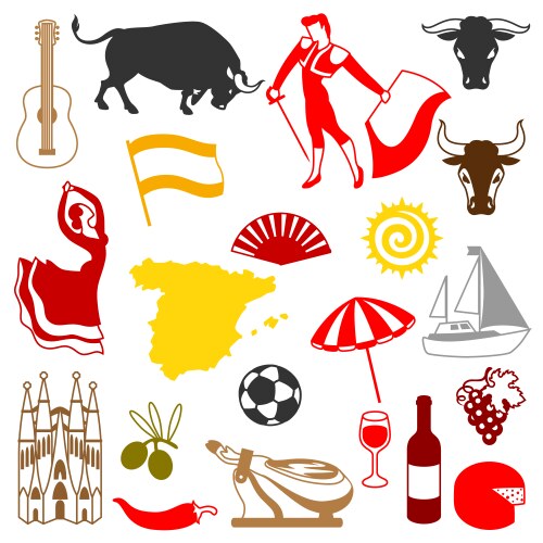 Spain travel famous landmark symbols and spanish Vector Image