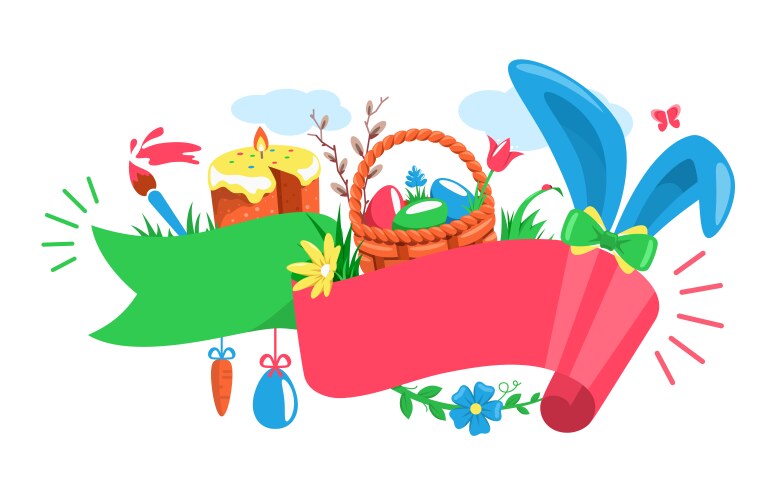 Ribbon award pennants with gold centre set Vector Image