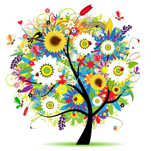 Tree with flowers Royalty Free Vector Image - VectorStock