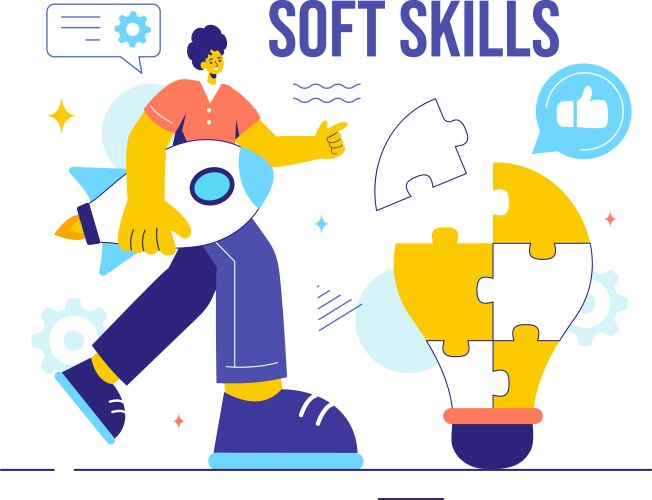 Office workers demonstrating soft skills Vector Image