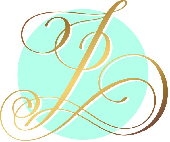 Gold calligraphy letter on circle blue background Vector Image