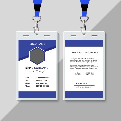 Id card corporate identity employee access badge Vector Image